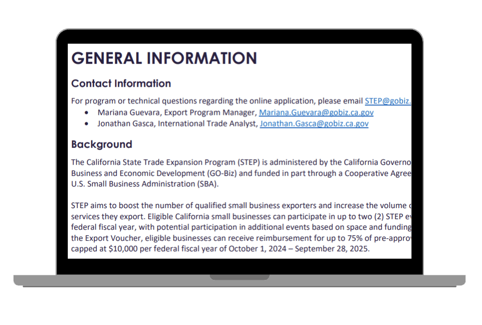 Grant Details | California State Trade Expansion Program (STEP)